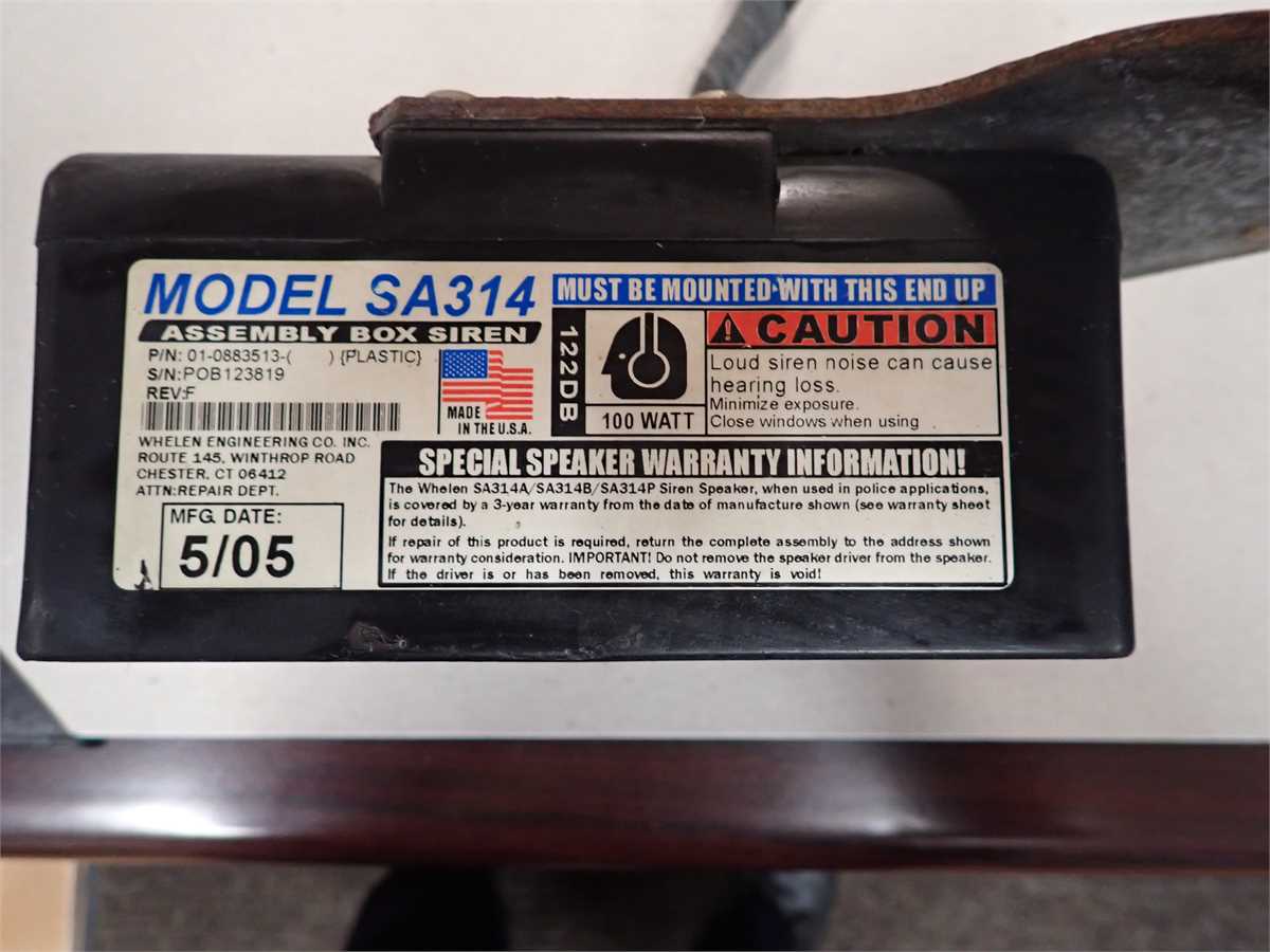 Whelen Siren model sa314 Online Government Auctions of Government ...