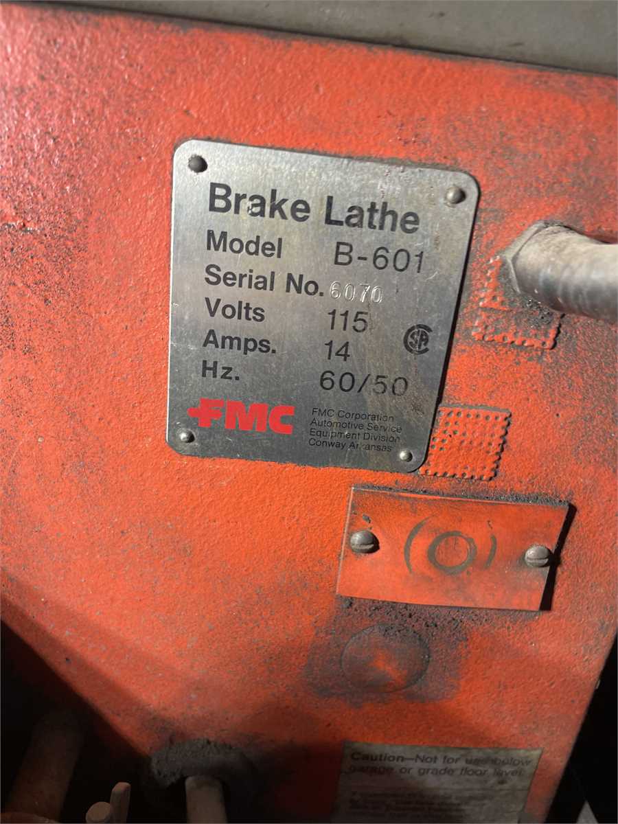 Brake Lathe- FMC Brake Lathe B-601 Online Government Auctions of ...