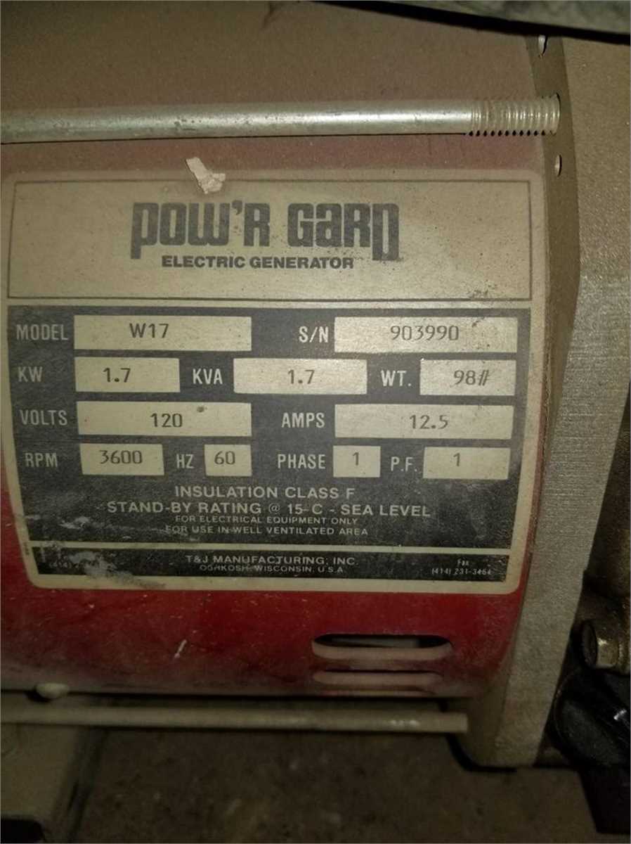 Pow'r Gard 1700 Watt Generator, Model #W17 Online Government Auctions ...