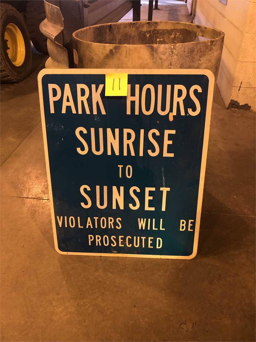 Park Hours Sign Online Government Auctions of Government Surplus ...