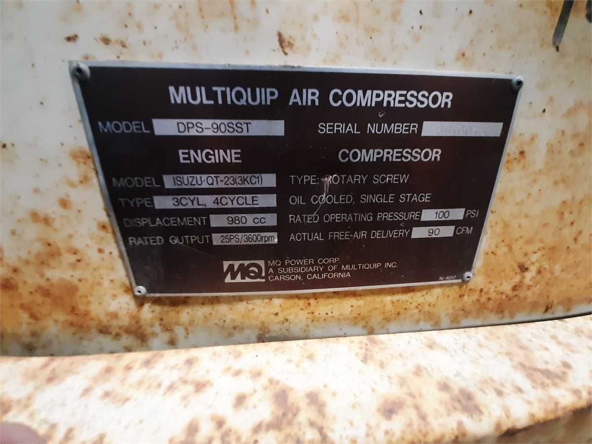 Multiquip Tow Behind Air Compressor Online Government Auctions of ...